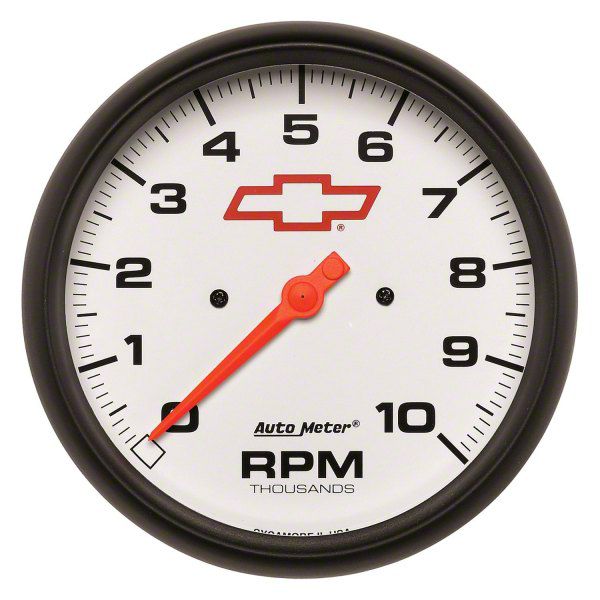 Auto Meter Tahoe 5-Inch In-Dash Tachometer Gauge with Chevy Red Bowtie ...