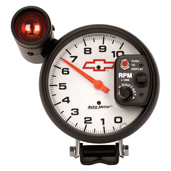 Auto Meter Tahoe 5-Inch Pedestal Tachometer with Shift Light and Chevy ...