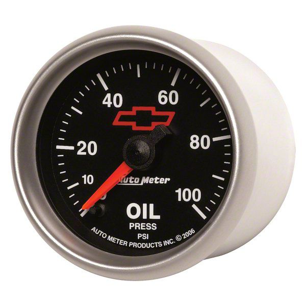 Auto Meter Silverado 2500 Oil Pressure Gauge with Chevy Red Bowtie Logo ...