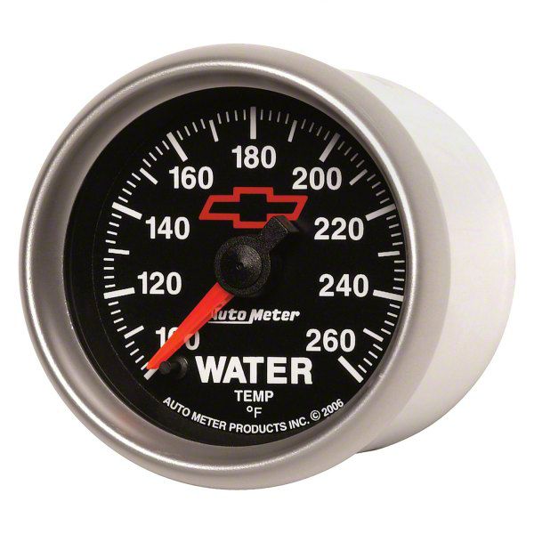 Auto Meter Tahoe Water Temperature Gauge with Chevy Red Bowtie Logo ...