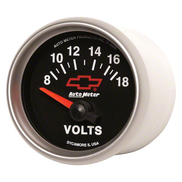 Auto Meter Tahoe Voltmeter Gauge with Chevy Red Bowtie Logo; Electrical ...