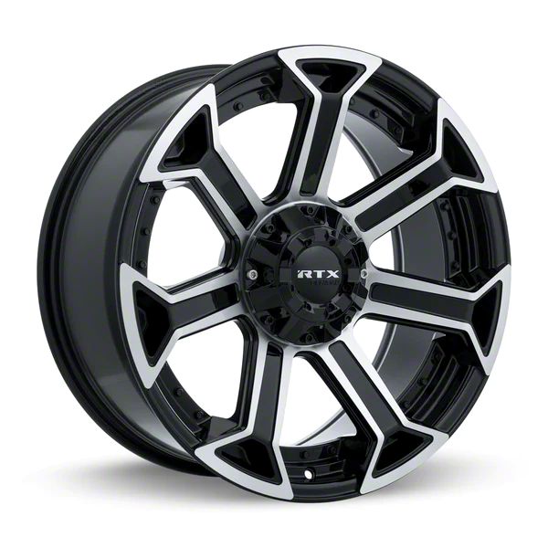 RTX Offroad Wheels RAM 1500 Peak Gloss Black Machined 6-Lug Wheel; 18x9 ...