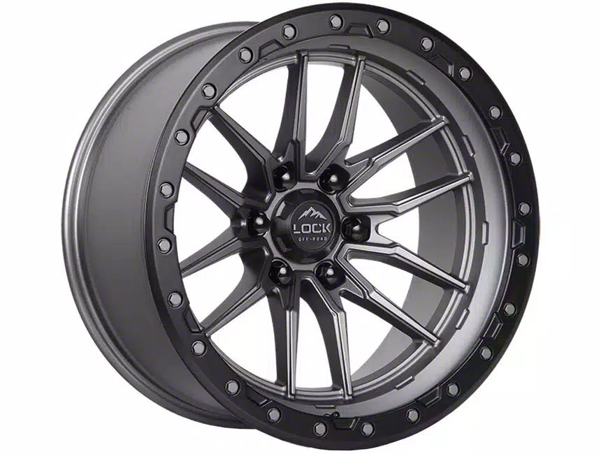 Lock Off-Road Yukon Krawler Matte Grey with Matte Black Ring 6-Lug ...