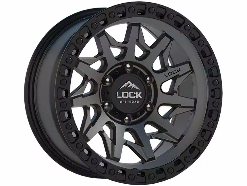 Lock Off-Road Silverado 1500 Lunatic Matte Grey with Matte Black Ring 6 ...