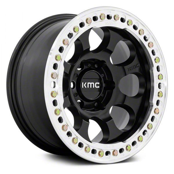 KMC Tahoe Riot Beadlock Satin Black with Machined Ring 6-Lug Wheel ...