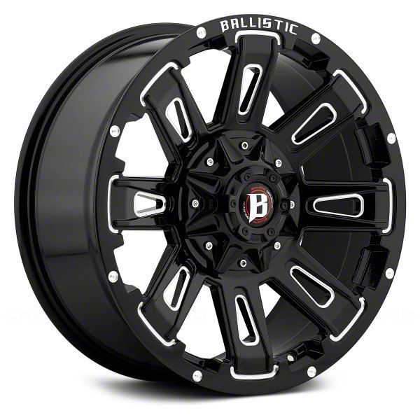 Ballistic Dakota Ravage Gloss Black Milled 5-Lug Wheel; 17x9; 0mm ...