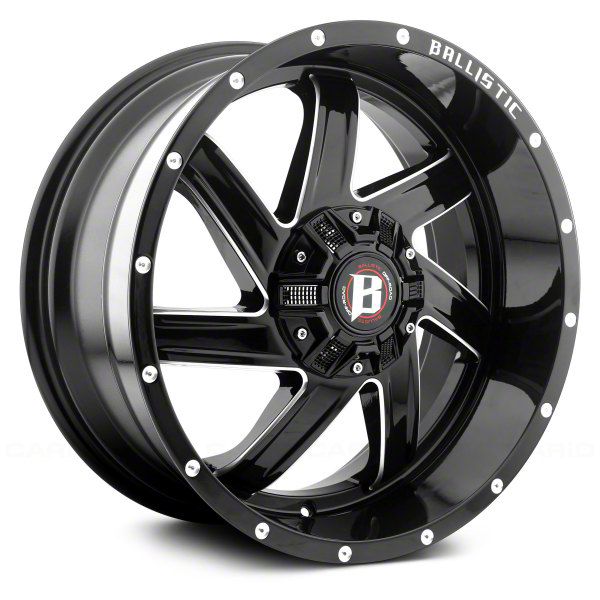 Ballistic Dakota Guillotine Gloss Black Milled 5-Lug Wheel; 17x9; 0mm ...