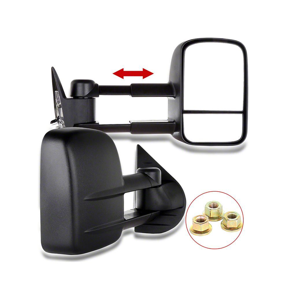 Silverado 2500 Non-Heated Manual Telescoping Towing Mirrors; Black (07 ...