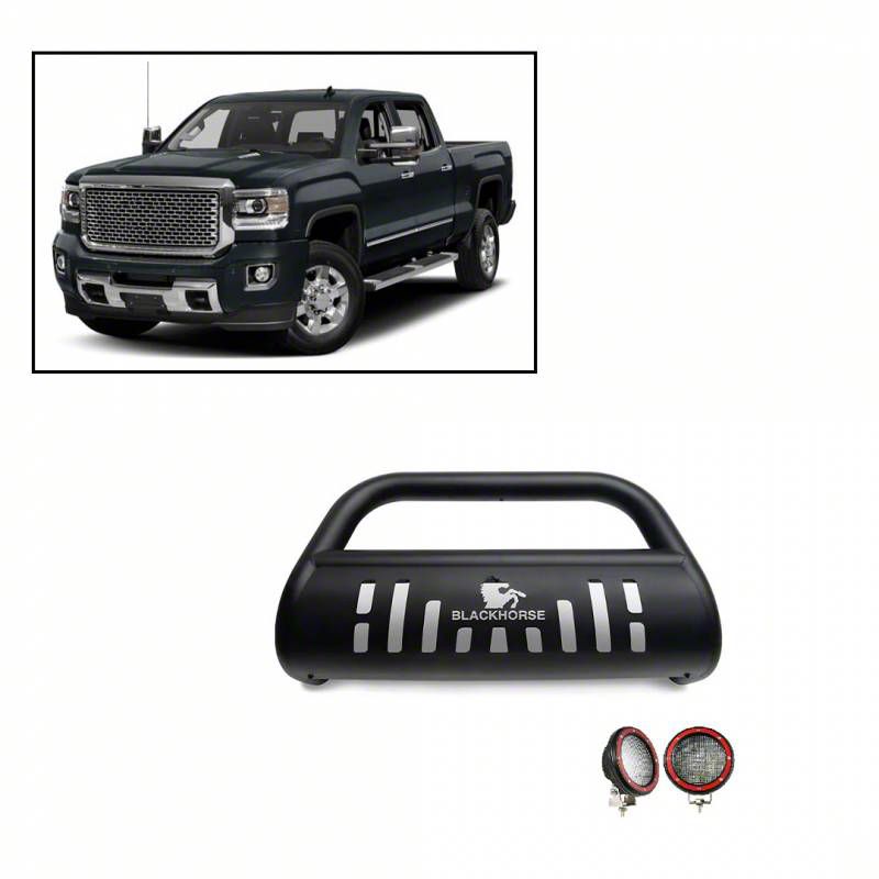 Silverado 3500 Bull Bar with 5.30-Inch Red Round Flood LED Lights ...
