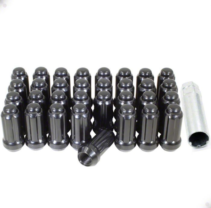 Silverado 3500 Black Chrome 6-Spline Lug Nut Kit; 14mm x 1.5; Set of 32 ...