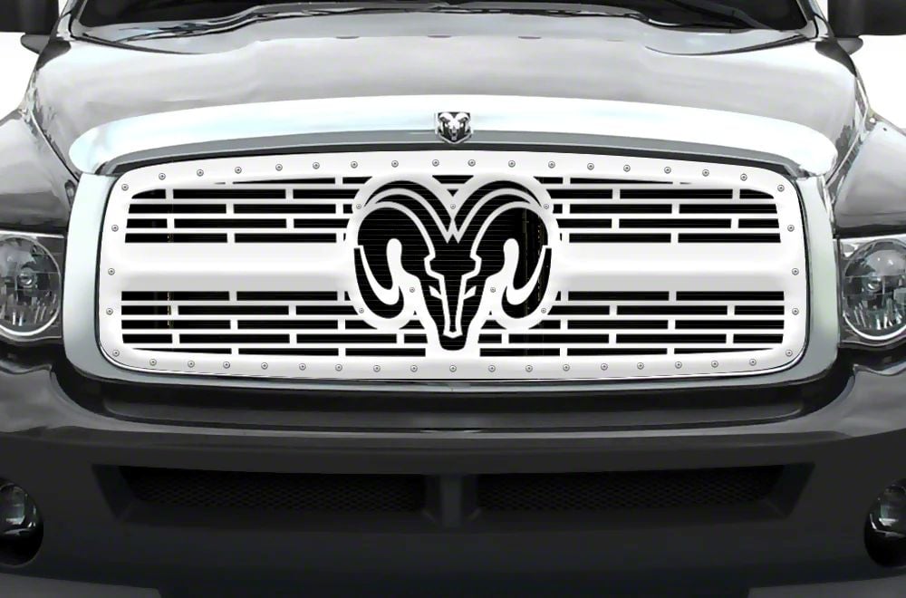 RAM 3500 1-Piece Steel Upper Grille Insert; RAM Head with Steel Finish ...