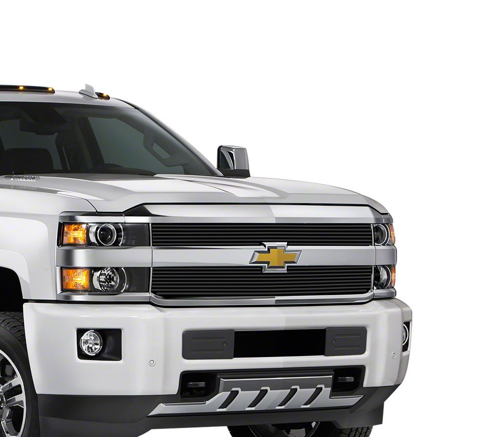 Silverado 2500 Stainless Steel Billet Upper Grille Overlay; Black (15 ...