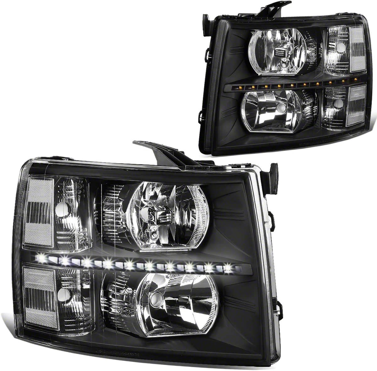 Silverado 1500 LED Reflector Headlights; Black Housing; Clear Lens (07 ...