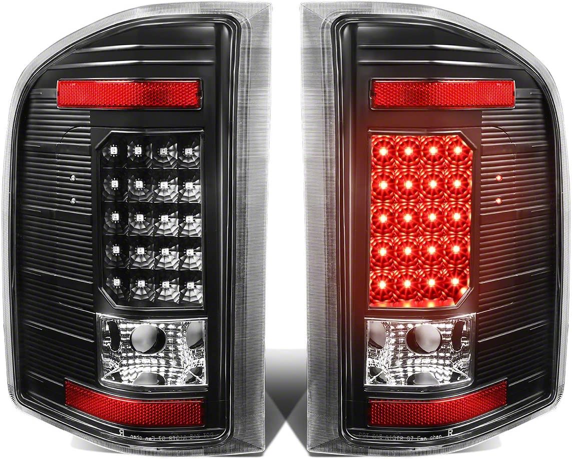 Silverado 1500 LED Tail Lights; Black Housing; Clear Lens (07-13 ...