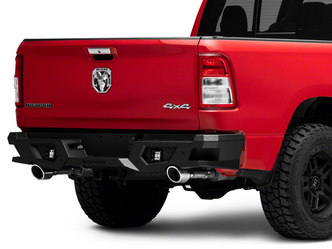 RAM 1500 Armour Rear Bumper with LED Lights; Black (19-23 RAM 1500 ...