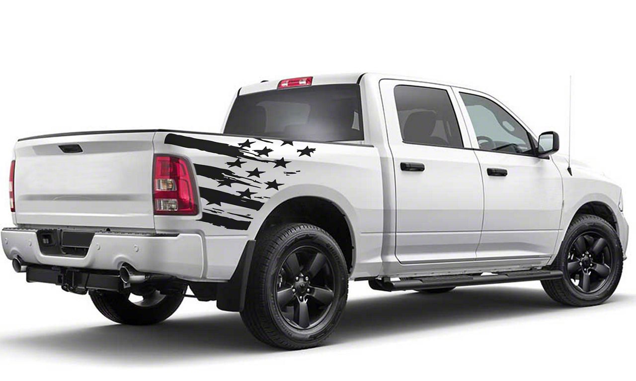 F-150 Distressed US Flag Bed Decal; Matte Black (04-23 F-150) - Free ...