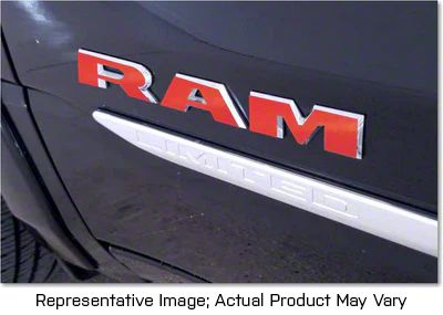 RAM 1500 RAM Front Door Letter Overlay Decals; Gloss Black (19-23 RAM ...