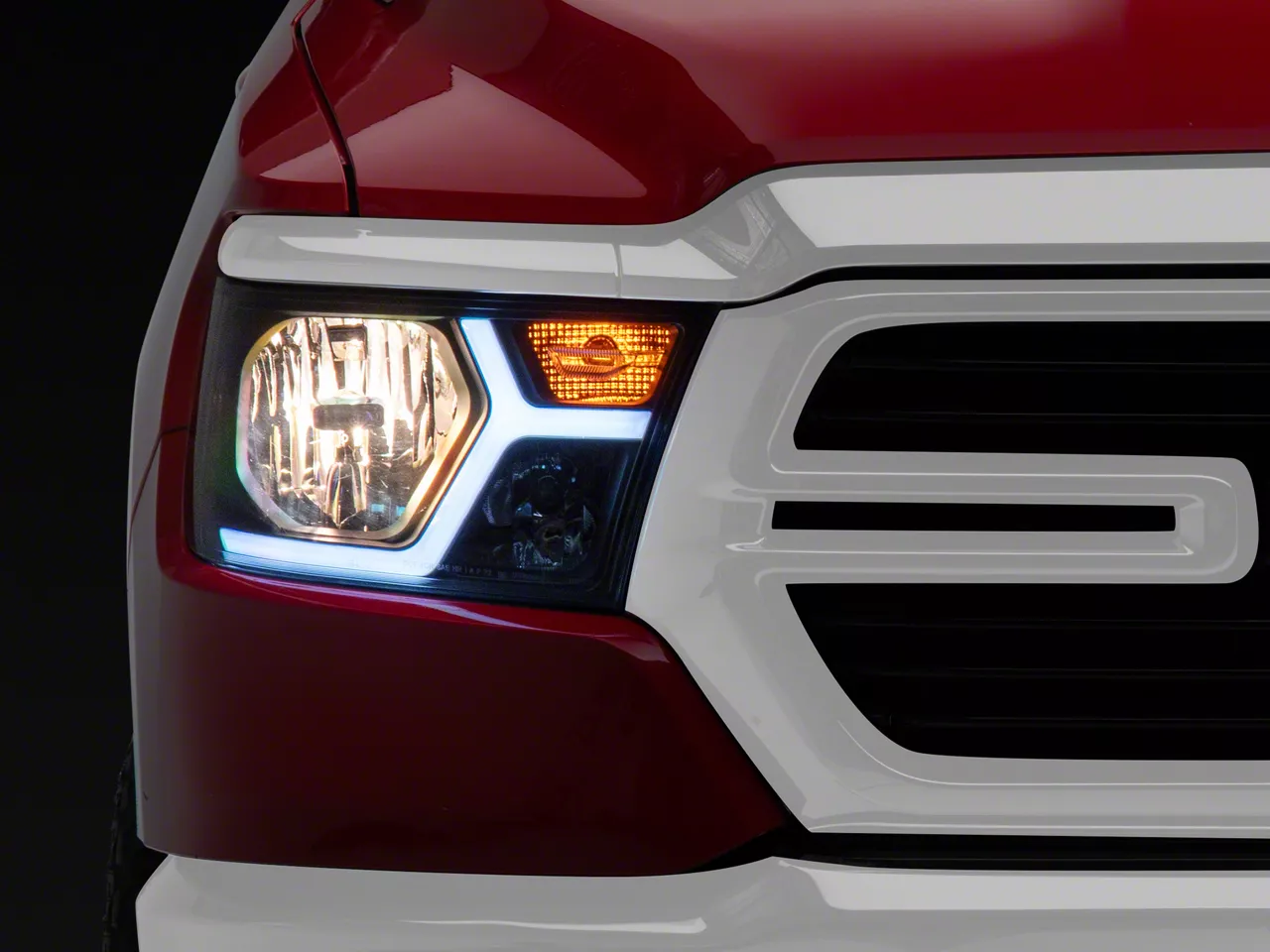 RAM 1500 Animated LED Bar Factory Style Headlights; Matte Black Housing ...