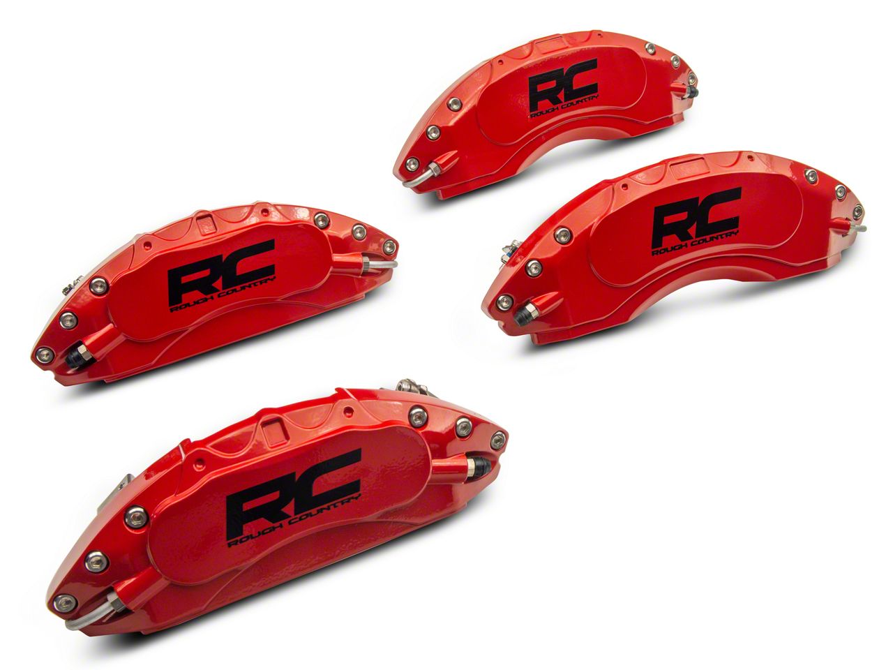 Rough Country Silverado 1500 Red Brake Caliper Covers; Front and Rear ...