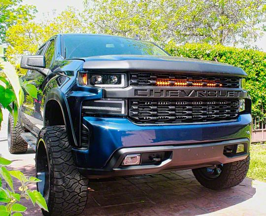 Silverado 1500 Single 30-Inch Amber LED Light Bar with Grille Mounting ...