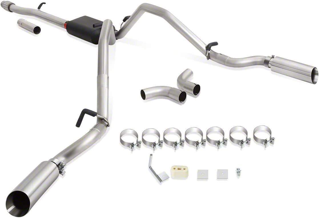 Sierra 1500 Dual Exhaust System with Polished Tips; Rear Exit (14-18 4 ...