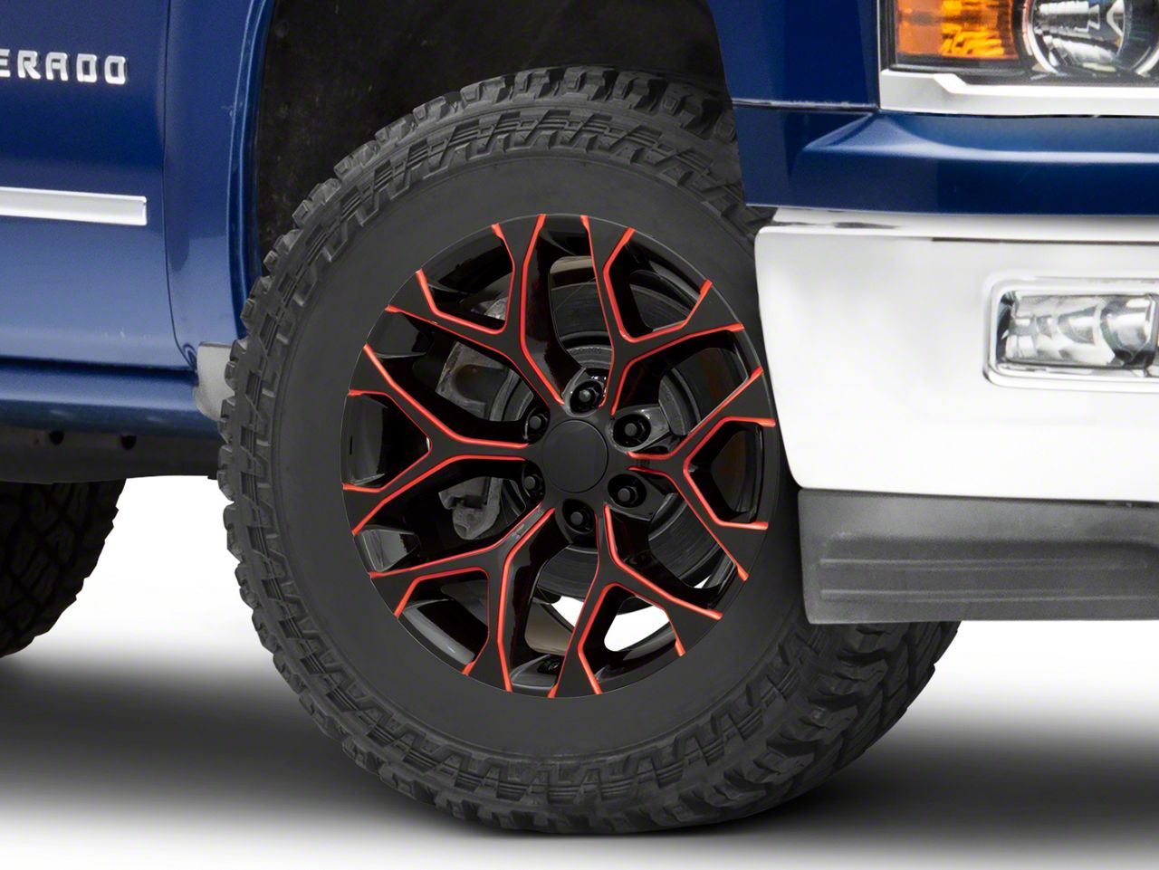 Performance Replicas Silverado 1500 PR176 Gloss Black Red Milled 6-Lug ...