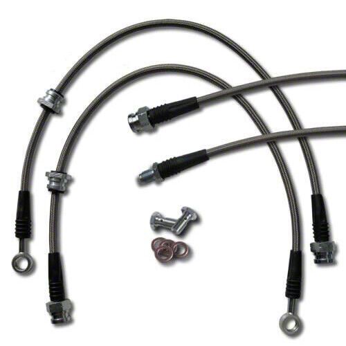 Silverado 1500 Braided Stainless Steel Brake Line Kit; Front and Rear ...