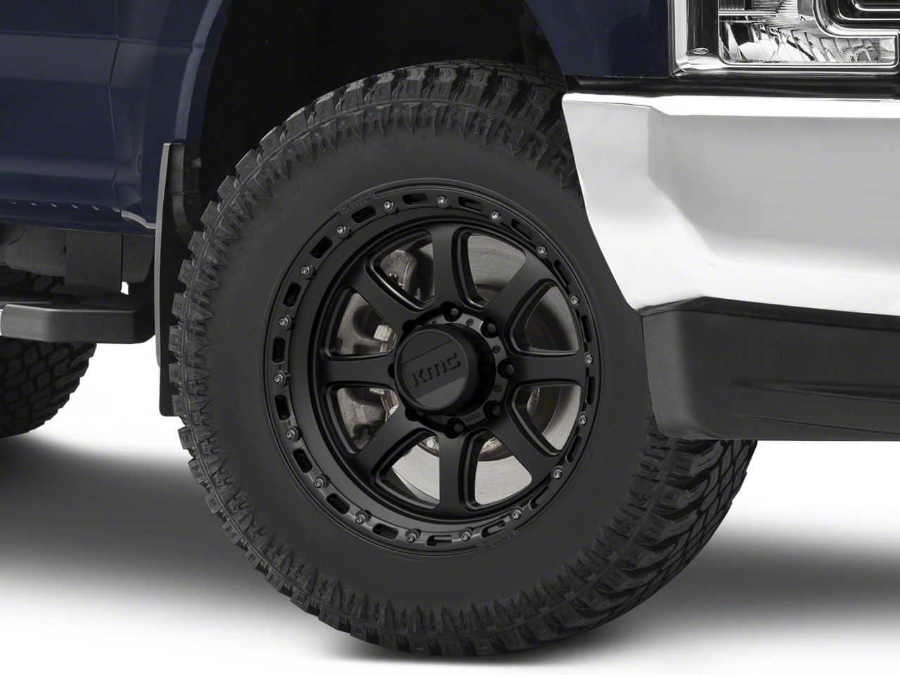 KMC F-250 Super Duty Chase Satin Black with Gloss Black Lip 8-Lug Wheel ...