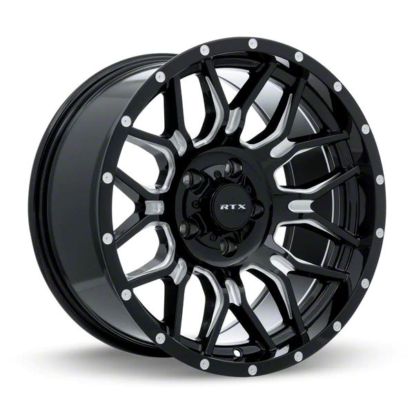 RTX Offroad Wheels F-350 Super Duty Claw Gloss Black Milled with Rivets ...
