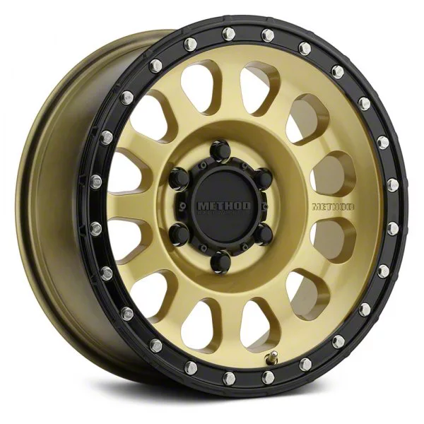 Method Race Wheels F-250 Super Duty MR315 Gold with Black Lip 8-Lug ...