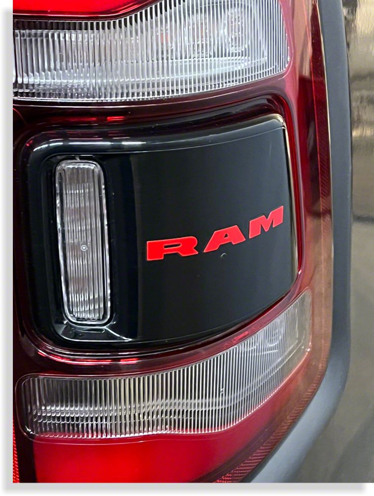 RAM 3500 RAM Tail Light Lettering Decals; Red (19-23 RAM 3500 Laramie ...