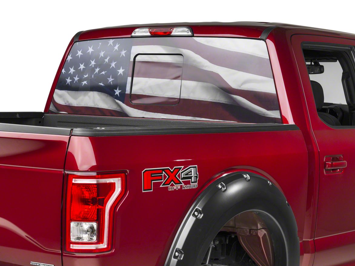 SEC10 F-150 Perforated Real Flag Rear Window Decal T530423 (97-23 F-150 ...