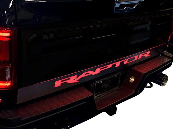 F-150 Illuminated Tailgate Rocker Panel with Raptor Lettering; Brushed ...