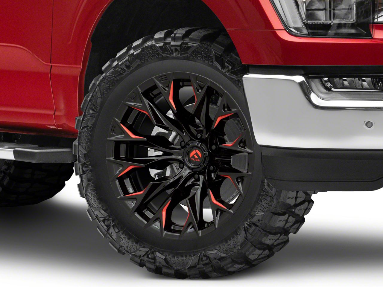 Fuel Wheels F-150 Flame Gloss Black Milled with Red Accents 6-Lug Wheel ...