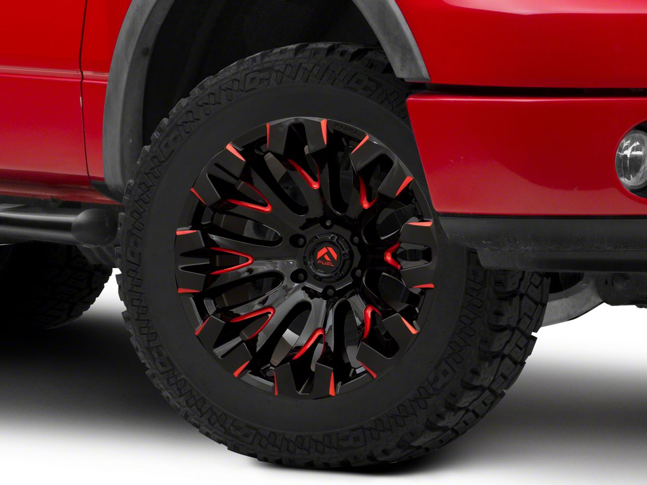 Fuel Wheels F-150 Quake Gloss Black Milled with Red Accents 6-Lug Wheel ...