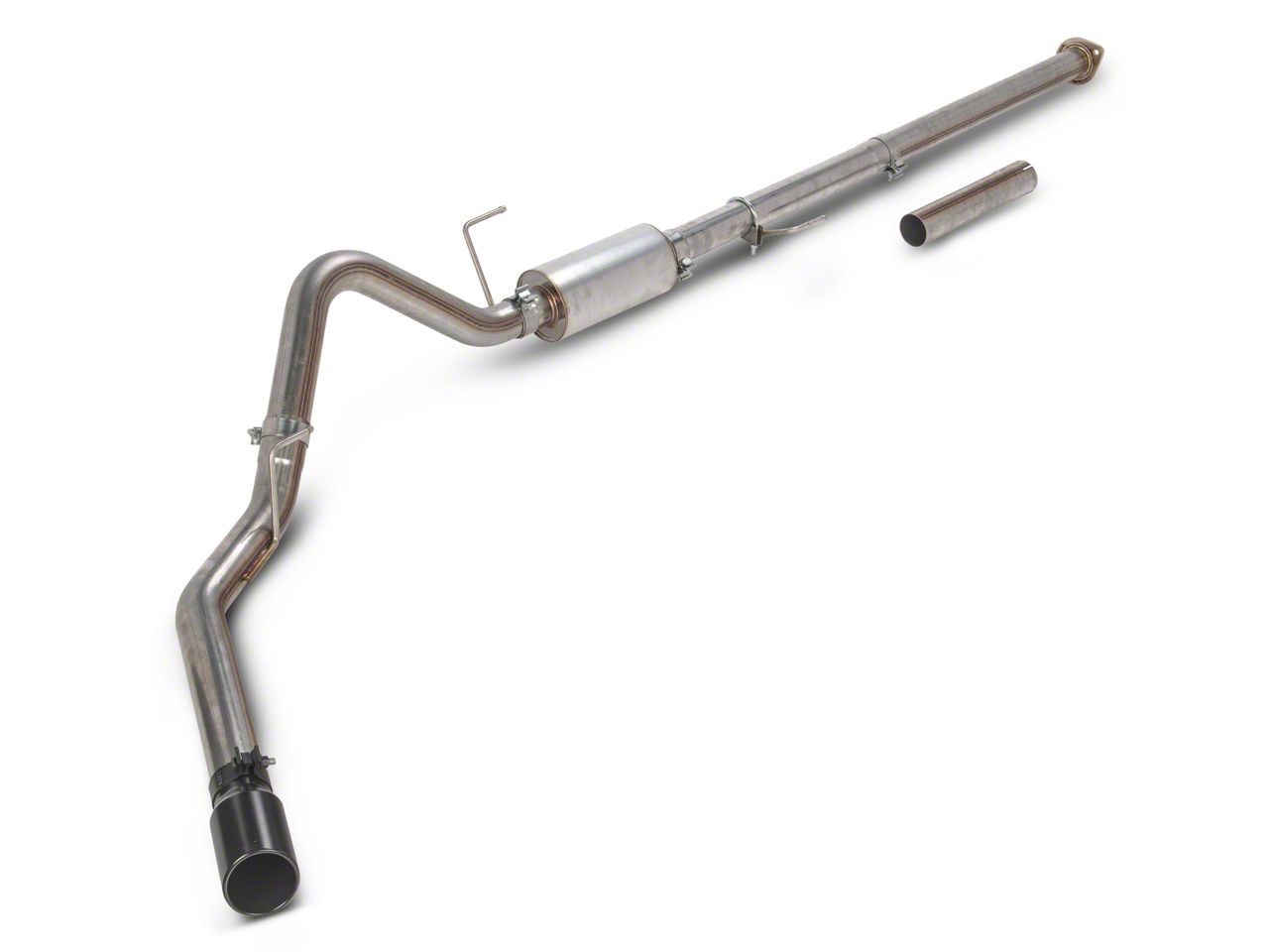 Proven Ground F-150 3-Inch Single Exhaust System with Black Tip; Side ...